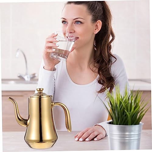 MOLUCKFU 1pc Kettle Camping Coffee Makers Home Espresso Machine Cooking Oil Dispenser Oil Dispenser Condiment Dispenser Gold Teapot Camping Stove Stainless Steel Golden