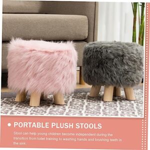 JEWEDECO Plush Footrest Stool Kitchen Step Stool Non-Slip Stool Floor Chair Stools Chairs for Dressers for Furry Floor Foot Rest Potty Training Stool Polyester