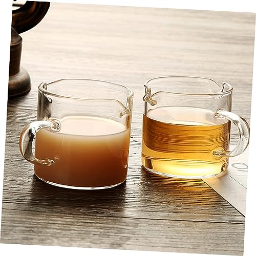 FUNOMOCYA 2pcs Double Mouth Milk Cup Coffee Beaker Mug Clear Pourer Bottle Brush Measuring Cups Espresso Coffee Maker Machine Tea Serving Pitcher Sauce Dish Coffee Machine Espresso Glass