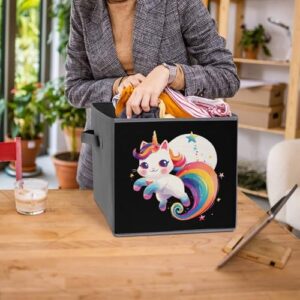 Unicorn Cat Foldable Storage Bins with Handles Storage Cubes Closet Organizer for Living Room Bedroom 6PCS