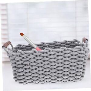 GLSTOY Book Storage Basket Organizers Baskets Sundries Storage Lightweight Basket Storage Bins for Shelves Bin Storage Rack Desktop Storage Basket Cotton Rope Basket Grey