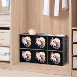 Unicorn Cat Foldable Storage Bins with Handles Storage Cubes Closet Organizer for Living Room Bedroom 6PCS