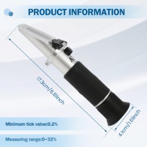 Brix Refractometer with ATC Brix 0 to 32 Portable Refractometer Handheld Honey Refractometer Accurate Brix Meter Easy to Use Brix Measurement Tool for Beer Wine Making