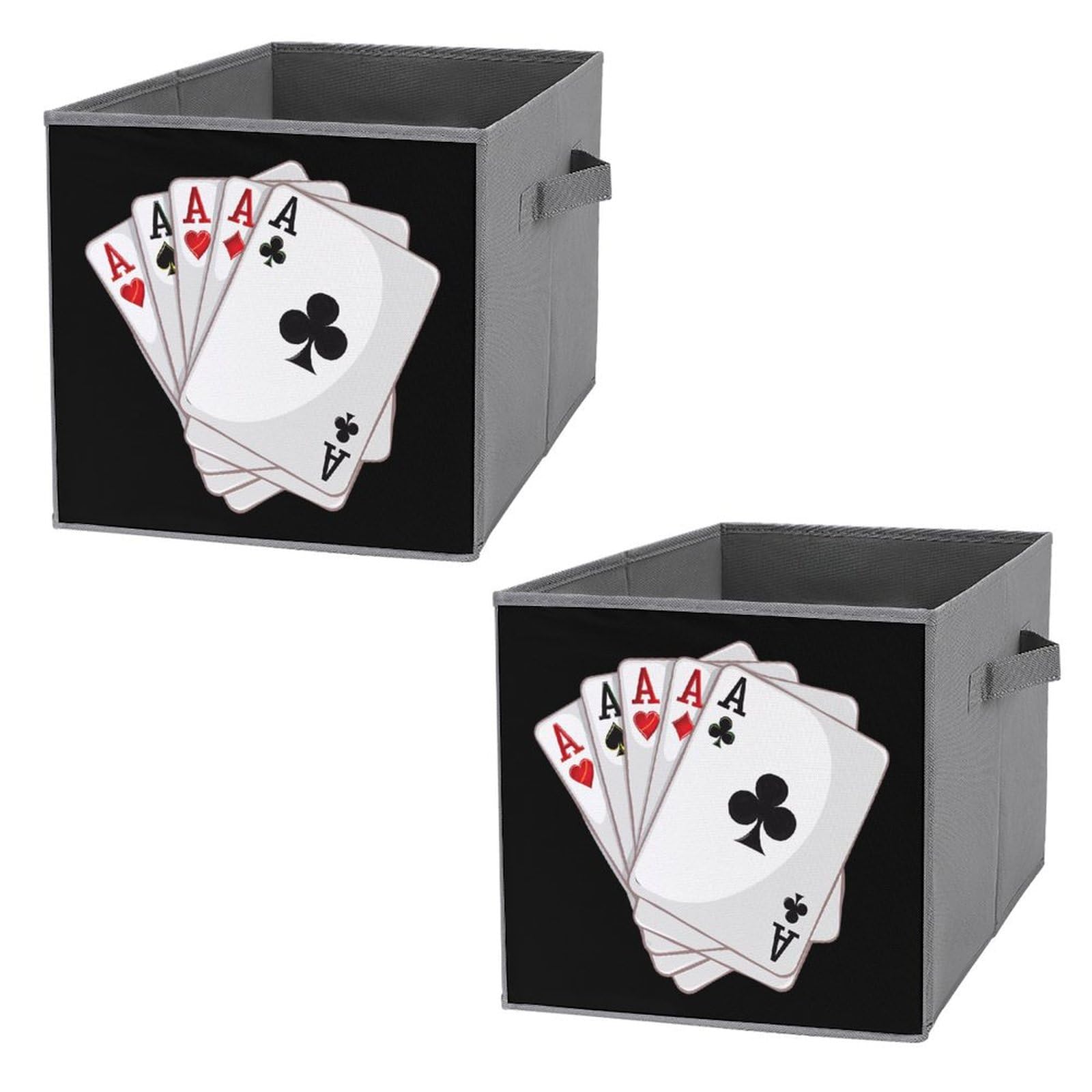 Gambling Casino Aces Poker Foldable Storage Bins with Handles Storage Cubes Closet Organizer for Living Room Bedroom 2PCS