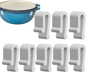 dutch oven lid protector clips, cookware protector clips replacement bumpers stacking and storage protective clips for dutch oven pots-pack of 8/16 (white)