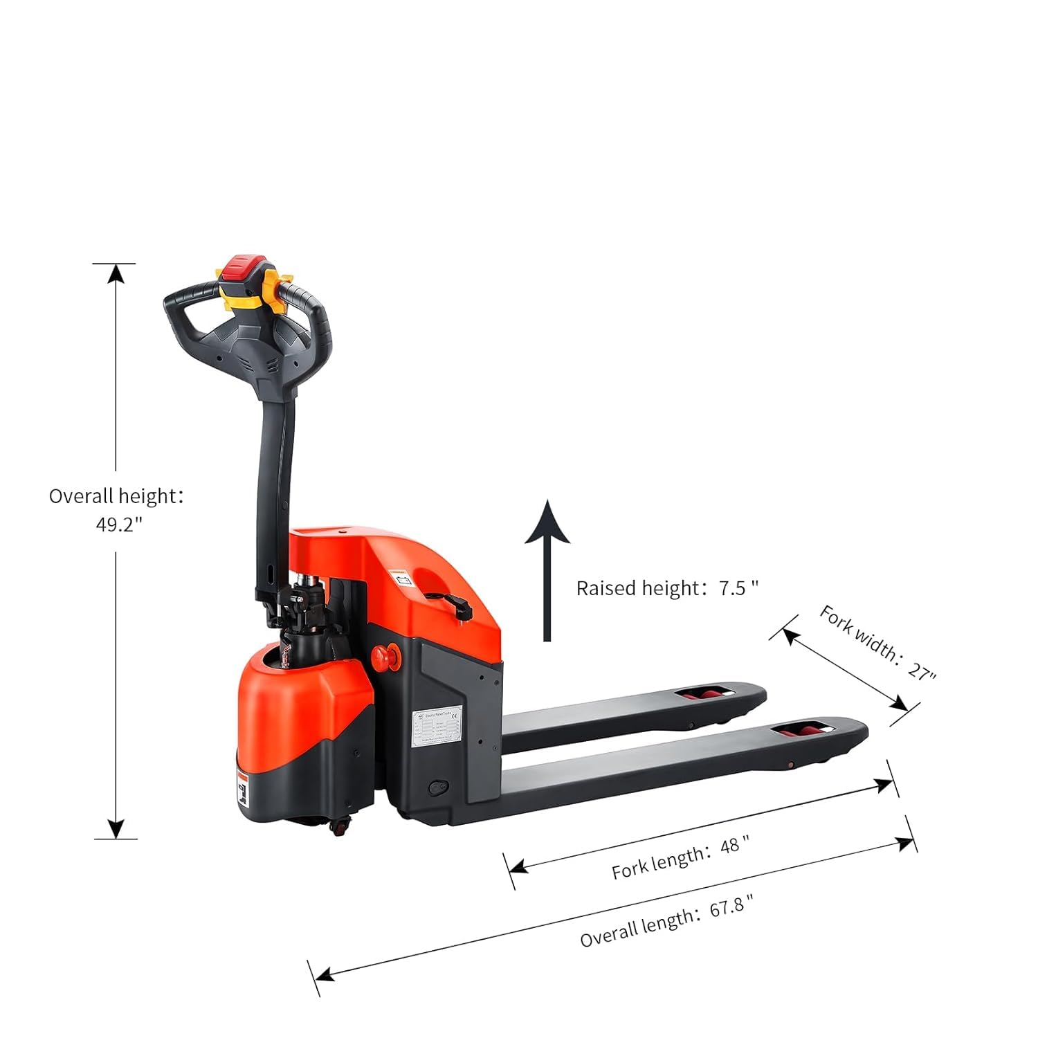 T Tory Carrier Fully Electric Pallet Jack 4400-lbs Capacity Pallet Truck, 48 x 27 Forks, Heavy Duty Powered Pallet Trucks, Maintenance-Free Battery, Motorized Lift Trucks