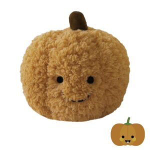 halloween pumpkin plush toy, smiling pumpkin throw pillow, stuffed pumpkin cushion, cute fluffys plush doll for halloween fall harvest thanksgiving decorations(1piece)