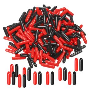 patikil 1.5 mm round rubber end caps, 200 pack vinyl bolt cover caps flexible screw thread protectors for metal tubing rod bolts, black-red