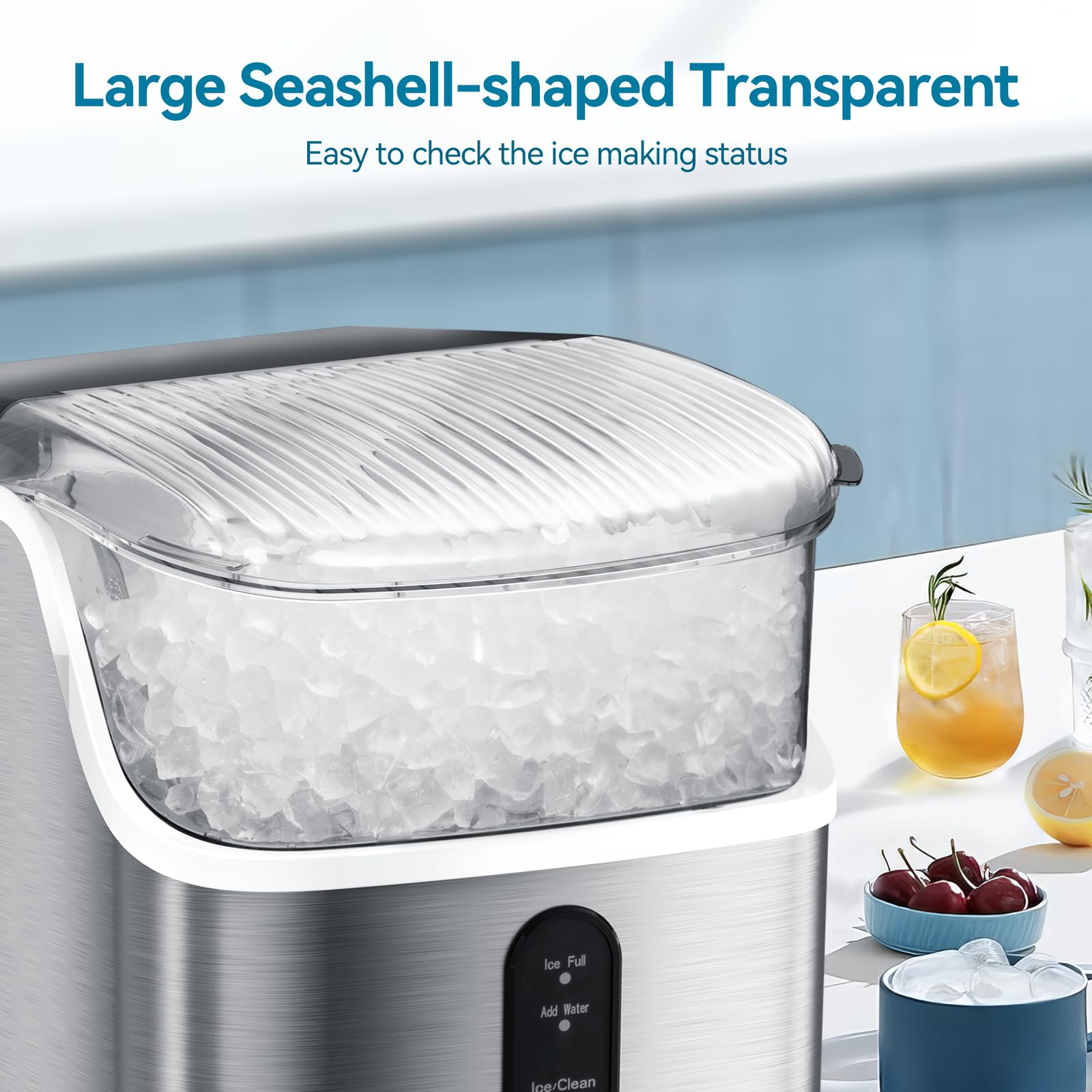 ZAFRO Nugget Ice Maker Countertop, Pebble Ice Maker with Soft Chewable Ice, One-Click Operation Ice Machine with Self-Cleaning, 35.5Lbs/24Hrs for Home,Kitchen,Office