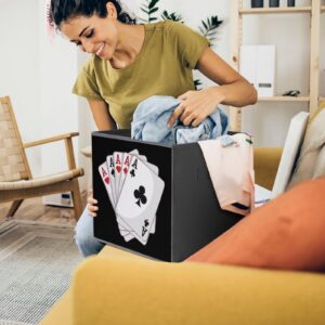 Gambling Casino Aces Poker Foldable Storage Bins with Handles Storage Cubes Closet Organizer for Living Room Bedroom 2PCS