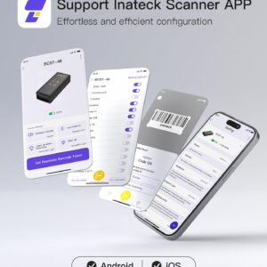 Inateck Barcode Scanner Bluetooth, 1D 2D QR Code Scanner Kabellos 2.4GHz, Portable Wireless Barcode-Scanner Laser, Mini Handscanner with APP and SDK, BCST-46