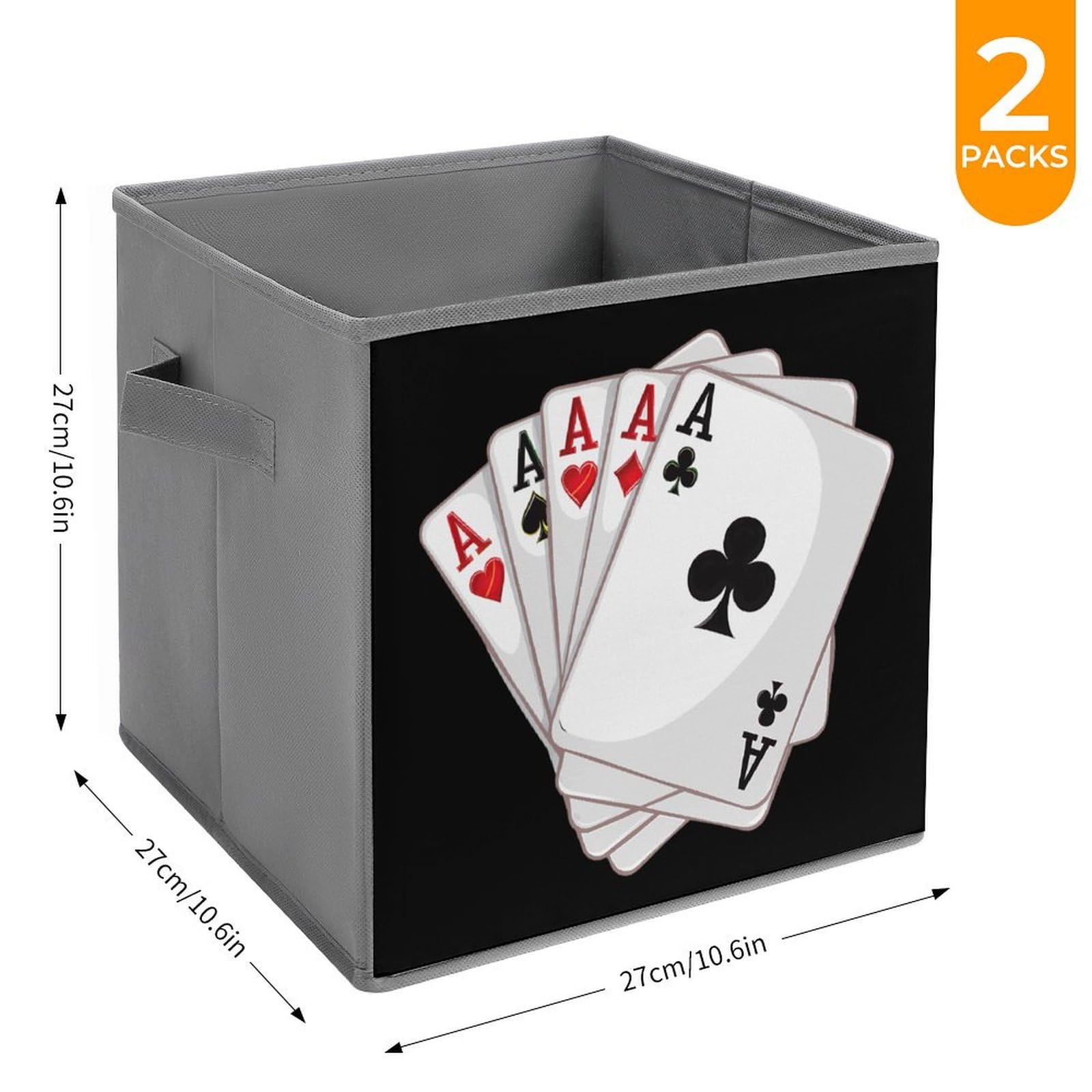 Gambling Casino Aces Poker Foldable Storage Bins with Handles Storage Cubes Closet Organizer for Living Room Bedroom 2PCS