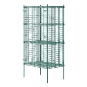 webstore supply stationary green wire security cage kit, commercial security metal mesh cage, storage cage with shelves (24" w x 36" l x 74" h)