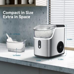 ZAFRO Nugget Ice Maker Countertop, Pebble Ice Maker with Soft Chewable Ice, One-Click Operation Ice Machine with Self-Cleaning, 35.5Lbs/24Hrs for Home,Kitchen,Office