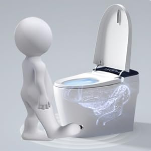 Qingta Smart Toilet with Heated Bidet Seat, Portable toilet with bidet built in AUTO Open&Close, AUTO Dual Flush,Bidet toilet with Dryer and Warm Water,Tankless Toilet in 1.28GPF,White