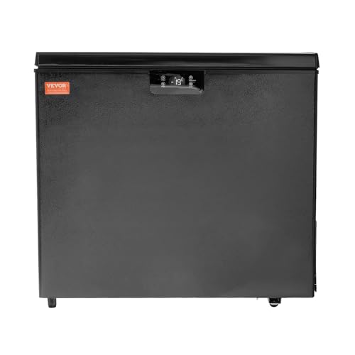 VEVOR Chest Freezer, 10 Cu.ft Compact Deep Freezer, Free Standing Top Open Door Compact Freezers with 2 Removable Baskets & Adjustable Thermostat, Energy Saving & Low Noise, Black