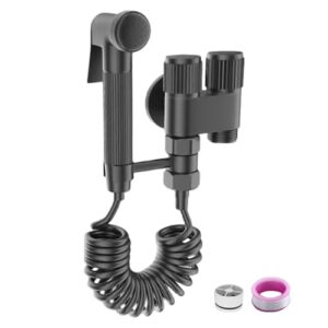 multiunctional handheld bidet sprayer set for toilet with double control valves & hand shower attachment simple installs