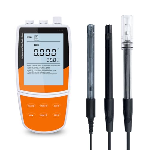 HFBTE Multiparameter Water Quality Tester Meter Multi-Parameter Water Quality Analyzer Monitor for Measuring PH, Dissolved Oxygen DO, Conductivity, TDS, ORP, Salinity, Resistivity, Temperature