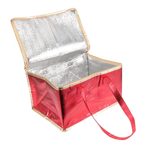 COLLBATH Insulated Bag Thermal Insulation Bag Food Bag Pizza Warmer Bags Grocery Cooler Bag Food Warmer Bag Portable Cake Storage Bag Pizza Carrying Bag Film Red