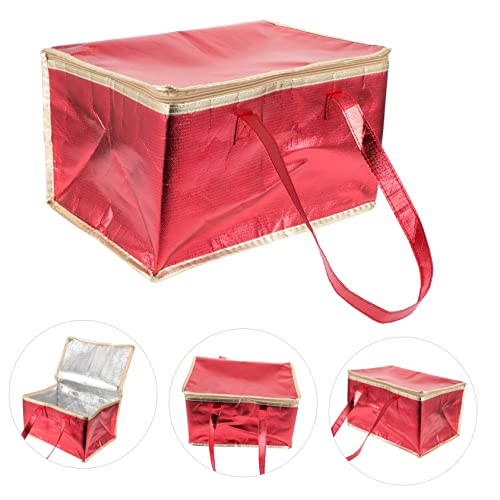 COLLBATH Insulated Bag Thermal Insulation Bag Food Bag Pizza Warmer Bags Grocery Cooler Bag Food Warmer Bag Portable Cake Storage Bag Pizza Carrying Bag Film Red