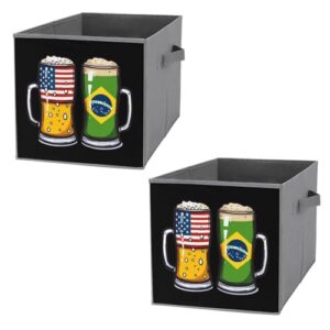 brazilian beer usa brazilian flag foldable storage bins with handles storage cubes closet organizer for living room bedroom 2pcs