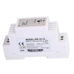 DIN Rail Power Supply,DR-15-12 DIN Rail Single Output Switching Power Supply 12V 1.25A 15W PWM Modulation for Control Cabinet, Industrial Equipment