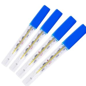 Glass Thermometer, Traditional Clinic Thermometer, 35-42 Degree Celsius Thermometer Non Digital Thermometer, Mercury Free Thermometer for Underarm Oral 2ML Accurate Easy Reading