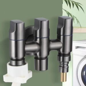 1-In-3-Out Dual Control Valve, Handheld Bidet Sprayer For Toilet G1/2 Three-Way Control Washing Machine Faucet Sprayer Kit For Wash, Pet, Cloth, Bidet Bathroom Cleaning (Black Gray)