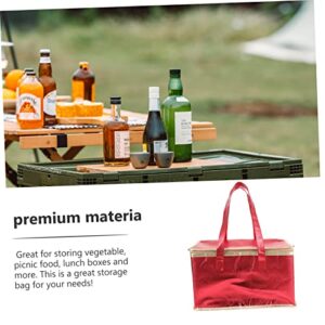 HOLIDYOYO Insulated Bag Decorative Thermal Food Bag Grocery Cooler Bag Insulated Grocery Bag Food Bag Hot Pizza Carriers Thermal Insulation Bag Cold Food Bags Film Red