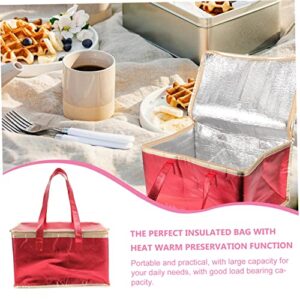 HOLIDYOYO Insulated Bag Decorative Thermal Food Bag Grocery Cooler Bag Insulated Grocery Bag Food Bag Hot Pizza Carriers Thermal Insulation Bag Cold Food Bags Film Red