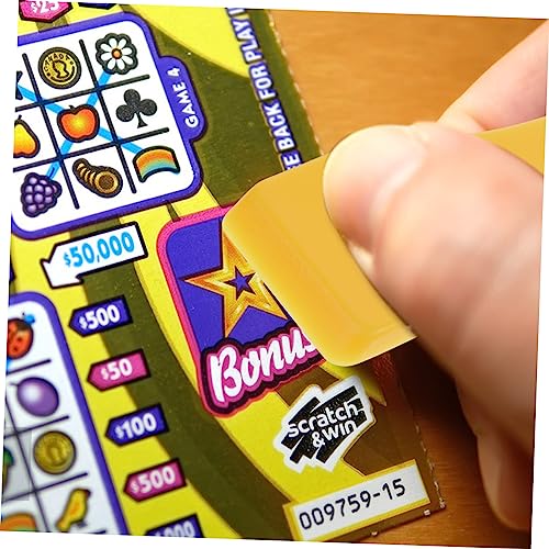 KONTONTY 50 Pcs Scraper Ticket Scratcher Tools Scraper for Pottery Tickets Scraper Tool for Ticket Scratcher Key Ring Scratching Tools Handy Scraper Yellow Plastic