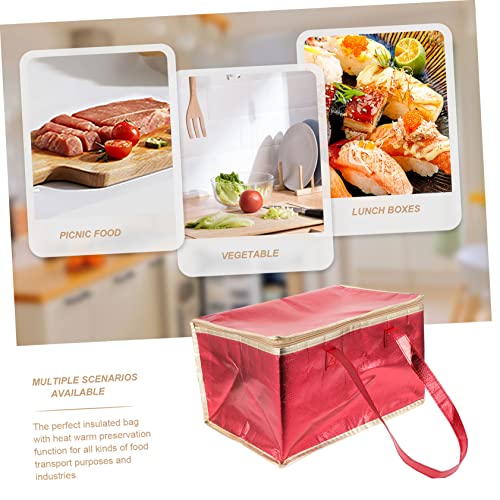 HOLIDYOYO Insulated Bag Decorative Thermal Food Bag Grocery Cooler Bag Insulated Grocery Bag Food Bag Hot Pizza Carriers Thermal Insulation Bag Cold Food Bags Film Red