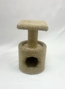 gia furniture series 2-in-1 cat scratching post with perch & hideaway - carpeted cat tower with sisal rope for scratching, climbing, and lounging - ideal for small & medium cats