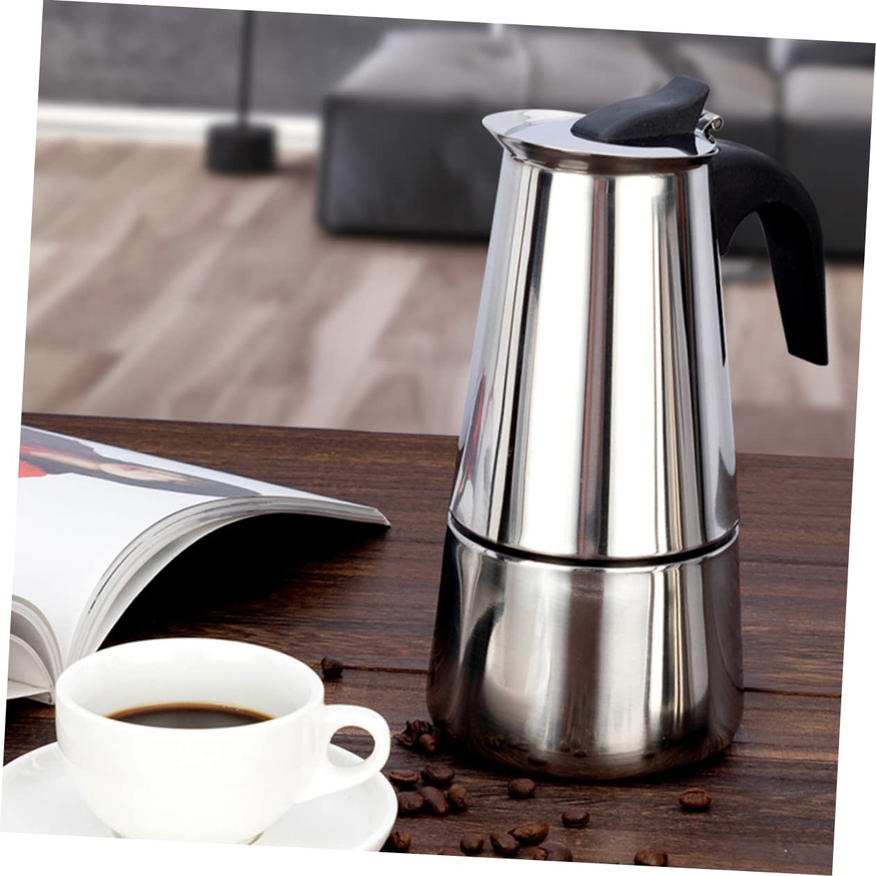 CRAFTHROU Coffee Pot Stainless Tea Kettle Classic Cafe Manual Coffee Maker Electric Tea Pots Espresso Machine Cafeteras Expresso Pouring Kettle Portable Pot Silver Stainless Steel