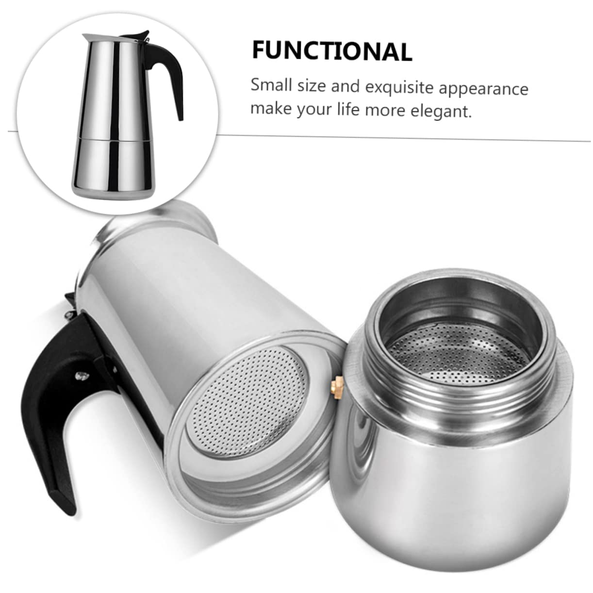 CRAFTHROU Coffee Pot Stainless Tea Kettle Classic Cafe Manual Coffee Maker Electric Tea Pots Espresso Machine Cafeteras Expresso Pouring Kettle Portable Pot Silver Stainless Steel