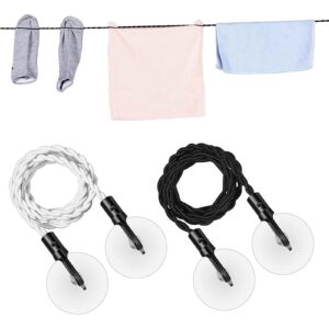 AFXGUSD Portable Elastic Clothesline for Travel and Camping with Hooks and Suction Cup, Black