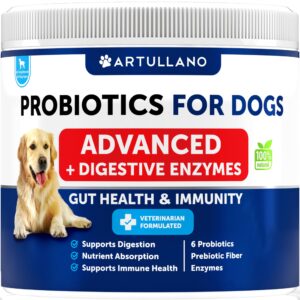 digestive enzymes & probiotics for dogs - all breeds - vet formulated - duck flavor, immunity