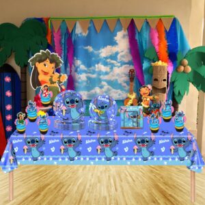 Stitch Party Supplies, 16 Plates, 20 Napkins and 1 Tablecover for Stitch Birthday Party Decorations