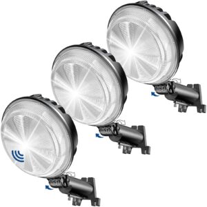 3 pack 150w led barn light, 20000lm dusk to dawn outdoor lighting with 150° adjustable angle ip66 waterproof, outdoor street light for garage garden