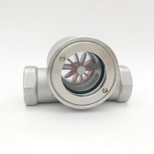 3/8" 1/2" 3/4" 1" -2" BSP Female Window Sight Glass Flow Indicator with Impeller 304 Stainless Steel Water Oil(1/2")