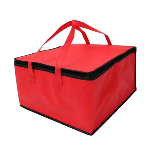 Zerodeko Insulation Bags Insulated Food Bag Foldable Warm Bag Lunch Bag Insulated Succulent Plush Toy Pizza Warmer Bag Insulated Grocery Bag Shopping Tote Zipper Tote Red Non-woven Fabric