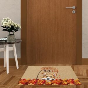 NeeQu Personalized Hello Fall Maple Leaves Door Mat Havanese Dog Autumn Decoration Doormat Home Entrance Way Floor Mat 23.6x35.4 Inch