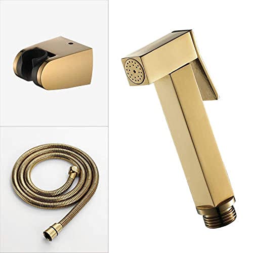 JIYTG Toilet Hose Bidet Sprayer Toilet Sprayer Kit Personal Sanitary Shower Set Square Copper Titanium Gold Toilet Bidet Toilet Wash Spray Gun Set