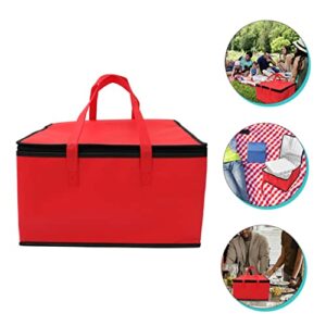 Zerodeko Insulation Bags Insulated Food Bag Foldable Warm Bag Lunch Bag Insulated Succulent Plush Toy Pizza Warmer Bag Insulated Grocery Bag Shopping Tote Zipper Tote Red Non-woven Fabric