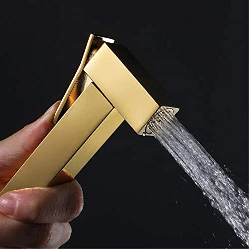 JIYTG Toilet Hose Bidet Sprayer Toilet Sprayer Kit Personal Sanitary Shower Set Square Copper Titanium Gold Toilet Bidet Toilet Wash Spray Gun Set