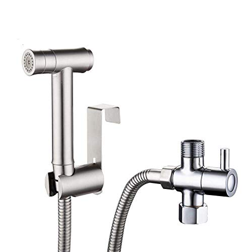 JIYTG Bidet Portable Travel Bidet Sprayer Connects to Faucet Mixer Tap 304 Stainless Steel Toilet Spray Gun Set Small Shower Dual Mode Toilet Showerheads