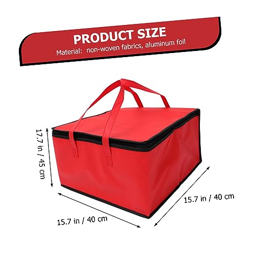 Zerodeko Insulation Bags Insulated Food Bag Foldable Warm Bag Lunch Bag Insulated Succulent Plush Toy Pizza Warmer Bag Insulated Grocery Bag Shopping Tote Zipper Tote Red Non-woven Fabric