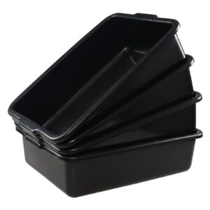 Cinkyou 4-Pack 23 L Plastic Bus Box, Black Commercial Utility Bus Box Tub