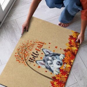 NeeQu Personalized Hello Fall Maple Leaves Door Mat Havanese Dog Autumn Decoration Doormat Home Entrance Way Floor Mat 23.6x35.4 Inch