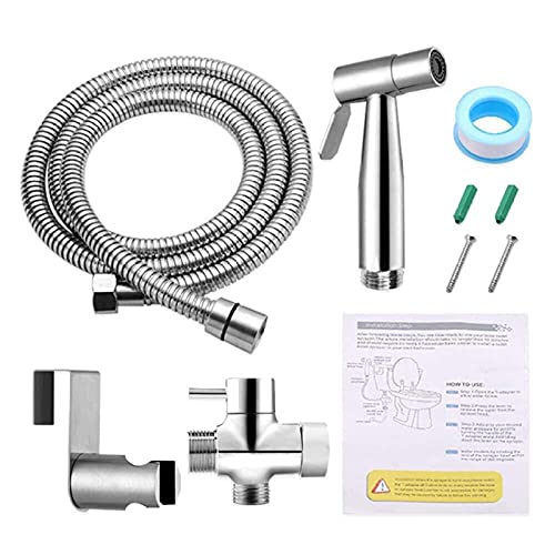 JIYTG Toilet Sprayer Kit Brass Shower Sprayer Replacement Spray for Premium Cloth Diaper Sprayer Bidet Spray Gun Set high Pressure Stainless Steel Spray Gun with Full Copper tee Mount